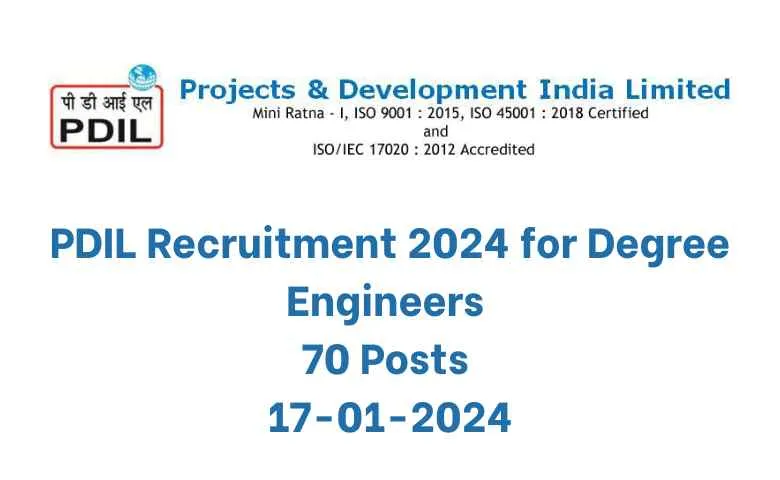 PDIL Recruitment for Degree Engineers | 70 Posts | 17-01-2024