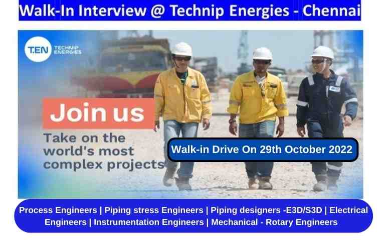 Technip Energies Walk-in Interview on 29th October 2022 | Chennai