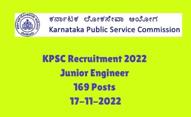 KPSC Recruitment for Junior Engineer | 169 Posts | 17-11-2022