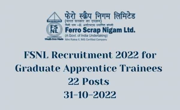 FSNL Recruitment for Graduate Apprentice | 22 Posts | 31-10-2022