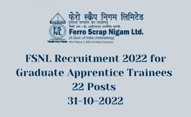 FSNL Recruitment for Graduate Apprentice | 22 Posts | 31-10-2022
