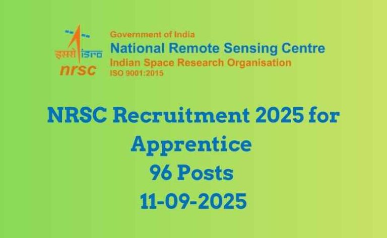 NRSC Recruitment 2025 for Apprentice | 96 Posts | 11-09-2025