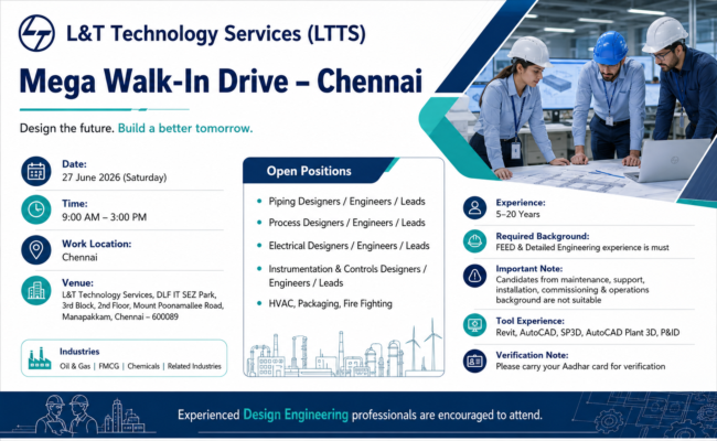 L&T Technology Services Mega Walk-In Drive for Design Engineering ...