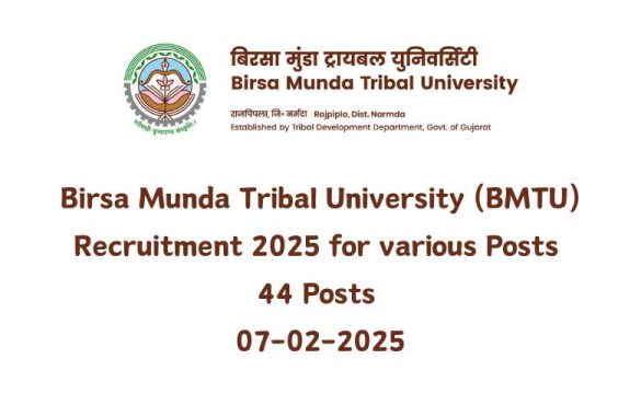 Birsa Munda Tribal University (BMTU) Recruitment 2025 for various Posts ...