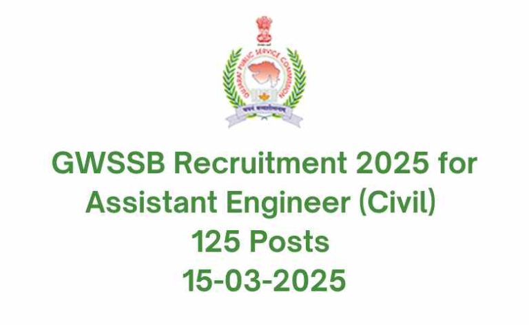GWSSB Recruitment 2025 for Assistant Engineer (Civil) | 125 Posts | 15 ...