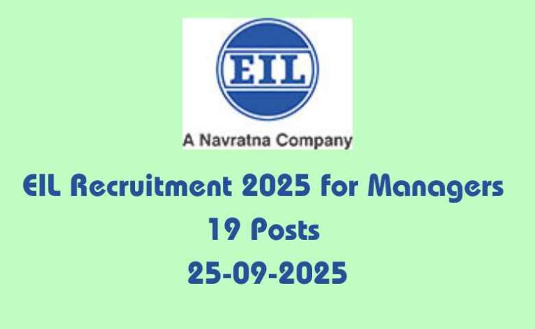 EIL Recruitment 2025 for Managers | 19 Posts | 25-09-2025